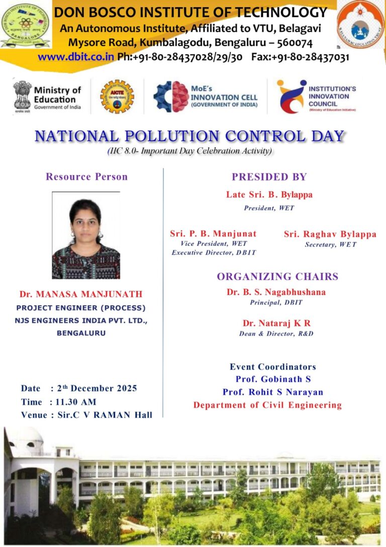 National Pollution Control Day - Awareness Program at DBIT - Don Bosco ...
